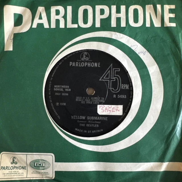 THE BEATLES 1966 Uk 1St Press Yellow Submarine / Eleanor Rigby Label ...
