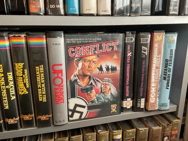 CONFLICT,SOPHIA LOREN,KNIGHT SHIELD Label,big Box,ex Rental vhs,tested ...
