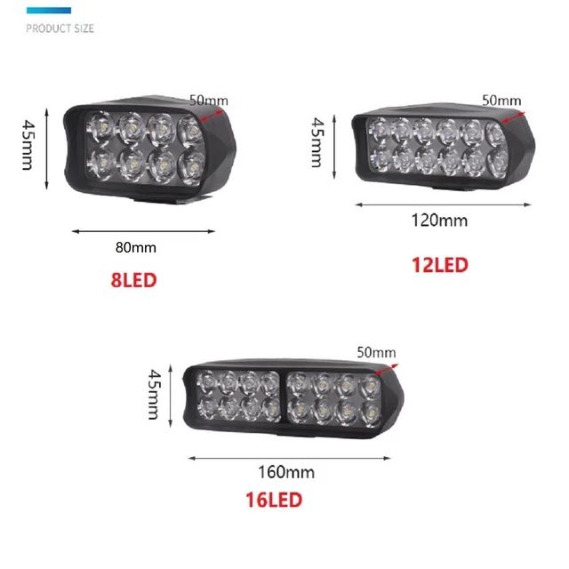 THREE-WHEELED BATTERY CAR LED Headlight 12v60V Lens 16 Bead Spotlight ...