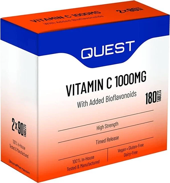 QUEST VITAMIN C 1000Mg Timed Release 180 Tablets (Pack of 4) £138.46 ...