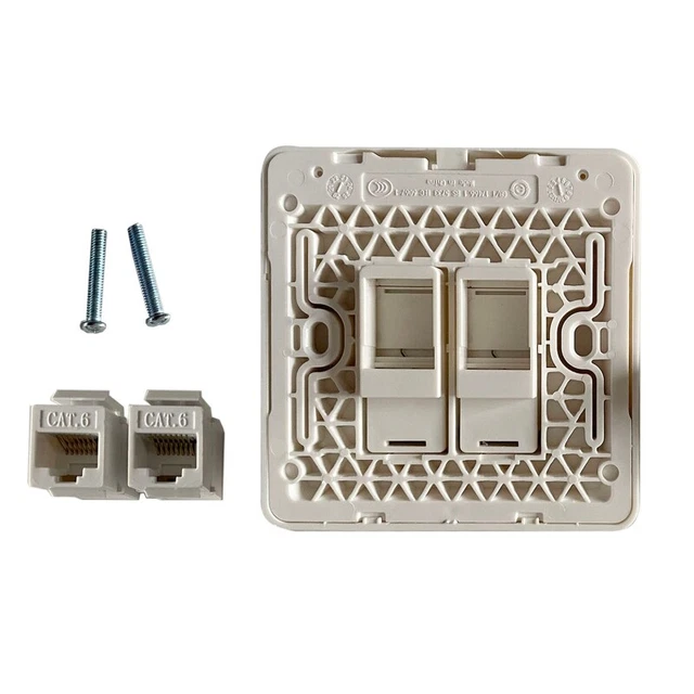 DUAL-PORT PLUG PANEL Rj45 Cat6 Module Lan Connector Straight Through ...