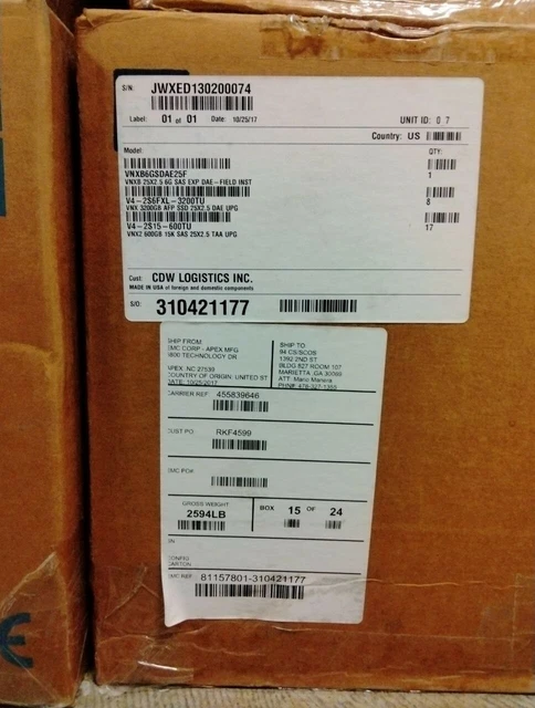 DELL EMC DISK Array Enclosure DAE SAS HDD 8x3.2TB SSD 17x600GB $8,950. ...