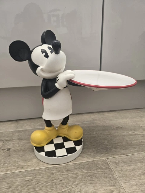DISNEY MICKEY MOUSE Waiter Butler Holding Plate Statue Vintage Rare ...