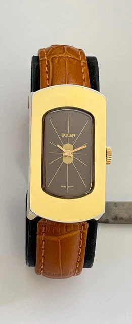 VINTAGE BULER WATCH Swiss Unusual Vintage Watch Square Shape Brown Dial ...