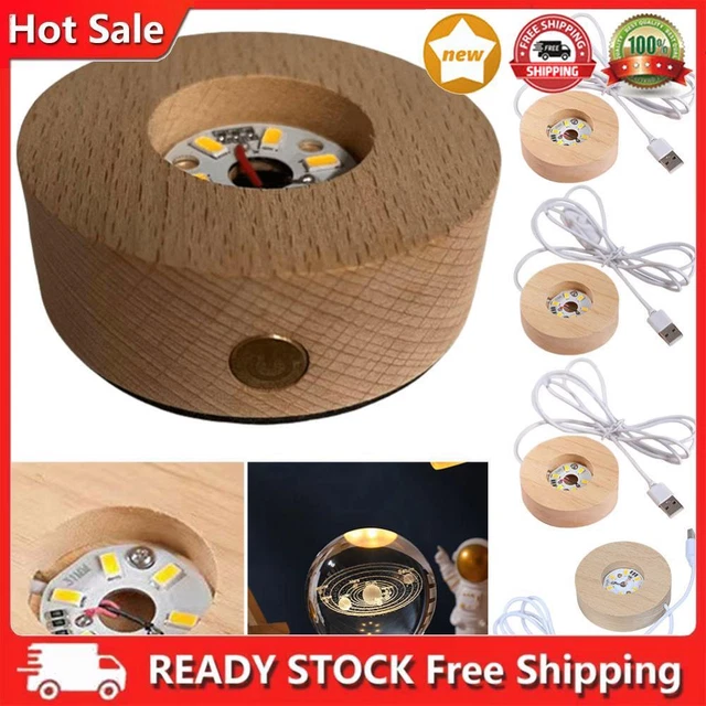 WOODEN LED LIGHT Display Base LED Wood Display Base Wooden Lighted ...