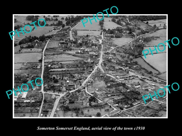 OLD LARGE HISTORIC PHOTO OF SOMERTON SOMERSET ENGLAND TOWN AERIAL VIEW ...