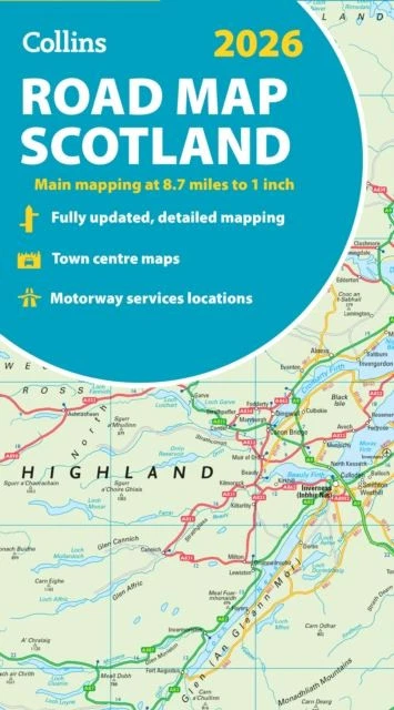 2026 COLLINS ROAD Map of Scotland by Collins Maps Sheet map, folded £7. ...