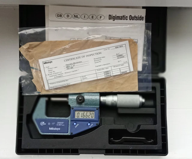 MITUTOYO DIGITAL MICROMETER &Box..Model MDC 1"-JT...No.293-369...Used ...