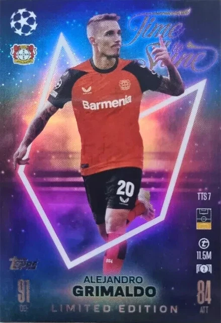 TOPPS MATCH ATTAX 2024/2025 Alejandro Grimaldo Limited Edition Time To Shine £2.95 - PicClick UK