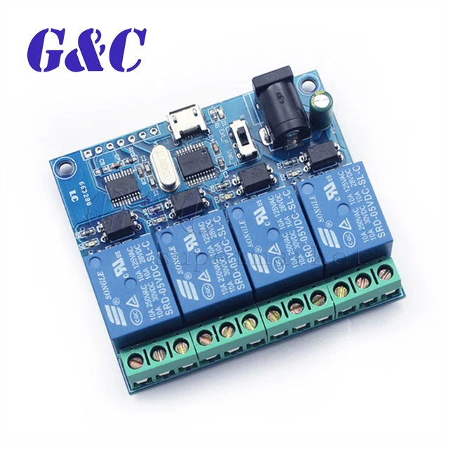 USB 5V 4-CHANNEL Relay Module USB Control Smart Switch Relay Module $6. ...