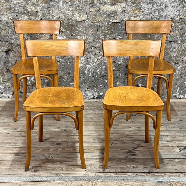 LOT DE 4 Anciennes Chaises Bois Courbé Bistrot Thonet EUR 199,00 - PicClick FR