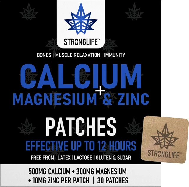 30 CALCIUM MAGNESIUM Zinc Transdermal Patches High Absorption Bone ...
