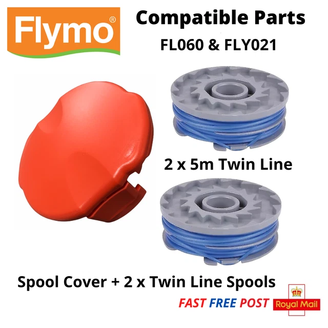 SPOOL COVER CAP + 2 x Spool & Line For FLYMO Mini Trim ET23 Strimmer ...