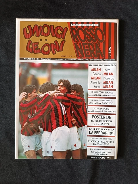 RIVISTA CON POSTER UNIDICI LEONI ed Rossonera - n 2 1994 Massaro ...