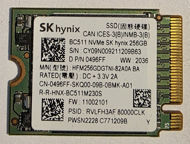 SK HYNIX BC511 256GB NVMe - 2230 SSD £10.78 - PicClick UK