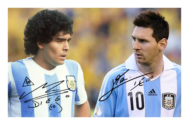 DIEGO MARADONA & Lionel Messi signiert A4 Autogramm Fotodruck ...