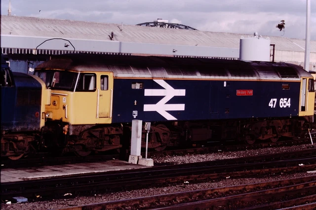 1980S BRITISH RAIL BR Diesel Electric Loco Class 47 654 Railway Slide ...