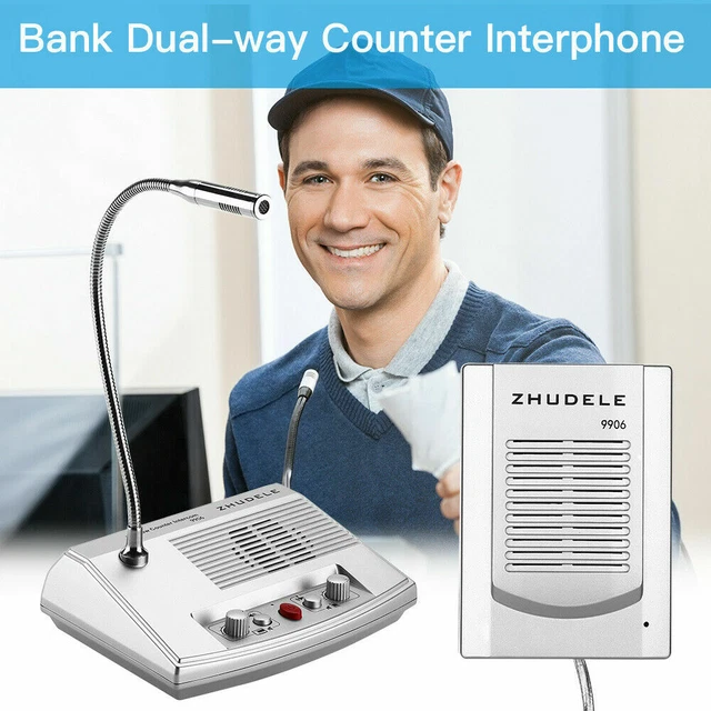 DUAL WAY WINDOW Counter Intercom Interphone Speaker System For Office ...