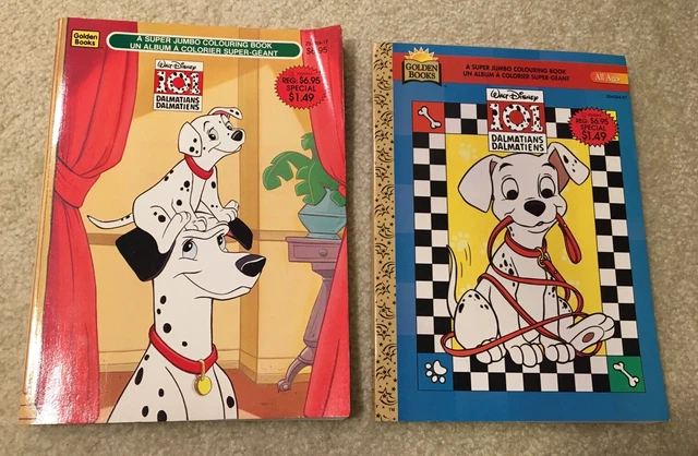 LOT OF 2 Vintage Disney 101 Dalmatians Golden Books Jumbo Colouring ...