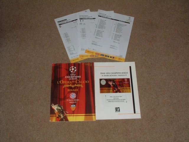 2001 CHAMPIONS LEAGUE Final - Bayern Munich v Valencia Prog + Ticket ...