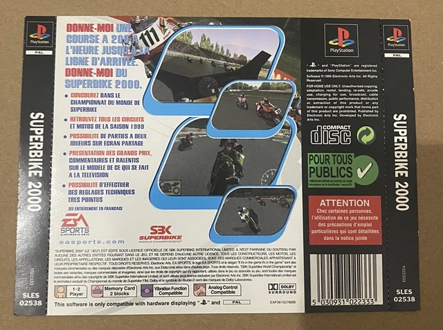 SUPERBIKE 2000 JAQUETTE Arrière ( PlayStation 1 ) EUR 8,00 - PicClick IT