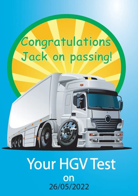 CONGRATULATIONS CARD FOR passing hgv test class one, lorry test £3.50 ...