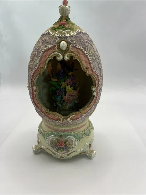 CLASSIC TREASURES MUSIC Box Egg Shape with Hummingbirds Flowers Not ...