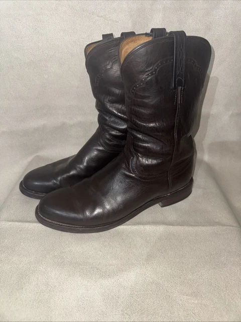 MEN'S LUCCHESE USA Black Leather Round Toe Roper Western Boots #M1018 ...