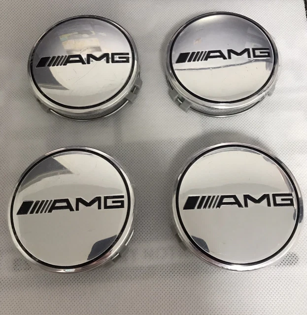 4 LOGO AMG Mercedes Cache Moyeu Centre De Roue GRIS 75mm Emblème £11.86 ...