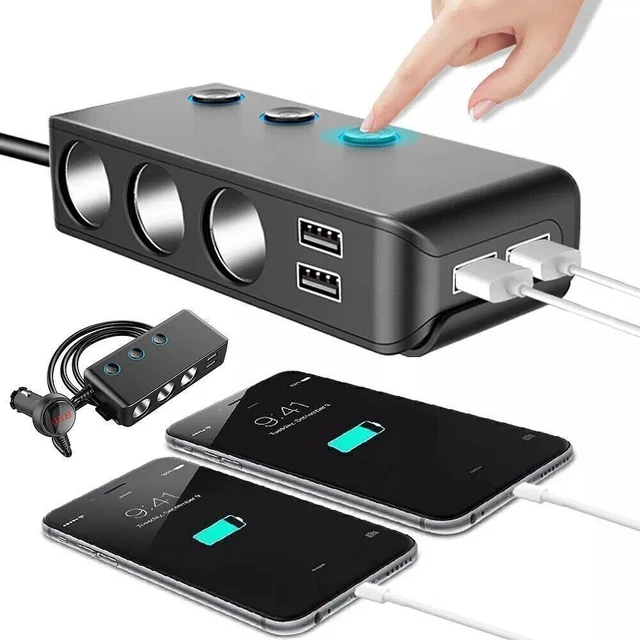 3 Way Multi Car Cigarette Splitter Lighter Socket 4 Usb Plug Charger Adapter Eur 19 62 Picclick Fr
