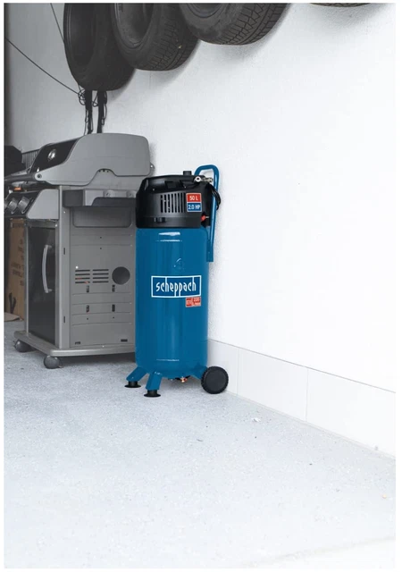SCHEPPACH 50 LITRE Oil Free Direct Drive Vertical Air Compressor 7.7 ...