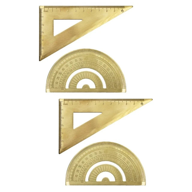 BRASS PROTRACTOR CIRCLE Drawing Tool Metal Protractor Triangular Scale ...