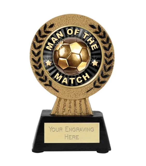 FOOTBALL MAN OF the Match Laurel Hero Award Trophy 11.5cm Tall FREE ...