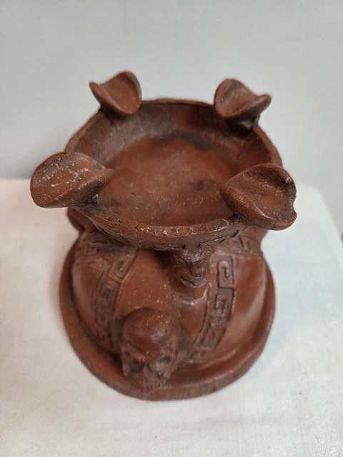 VINTAGE MEXICAN AZTEC Mayan Terracotta Cauldron Ashtray Witch Ceremony ...