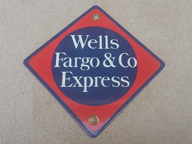 VINTAGE WELLS FARGO & Co. Express Porcelain Sign 1990's Repro $30.00 ...