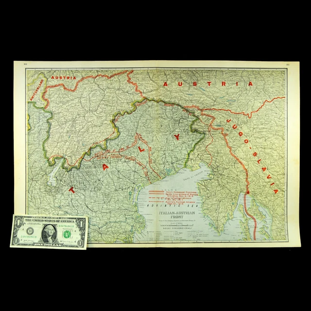 VINTAGE ITALIAN FRONT Map WWI Battle Wartime Original Austria Northern ...