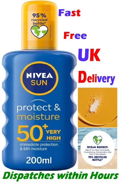 NIVEA SUN PROTECT & Moisture Sun Spray SPF50 200mL Moisturising Skin ...
