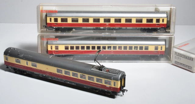 3X FLEISCHMANN 5160/5163/5162 Tee Dining Car Passenger D. DB / Light ...