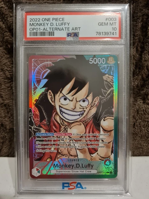 MONKEY D. LUFFY One Piece TCG OP01-003 Alt Art Leader PSA 10 Pre Errata Print EUR 570,00 ...