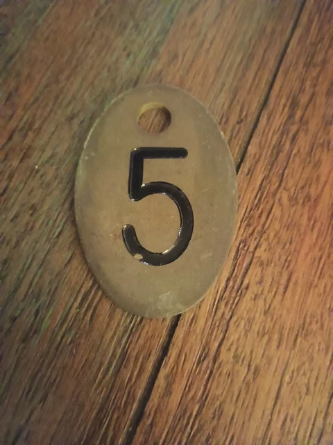 VINTAGE BRASS COW Cattle Dairy TAG Number 5 DOUBLE SIDED Oval Shape $18 ...