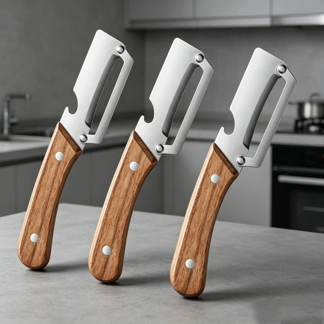PREMIUM VEGETABLE PEELER with Wooden Handle and Bottle Opener 2 in 1 ...
