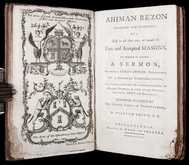 1783 AHIMAN REZON CONSTITUTION MAÇONNIQUE FRANC-MAÇONNERIE Geo ...