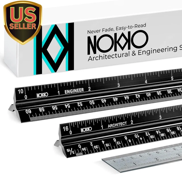 12 INCH ARCHITECTURAL and Engineering Scale Ruler Set - Professional ...
