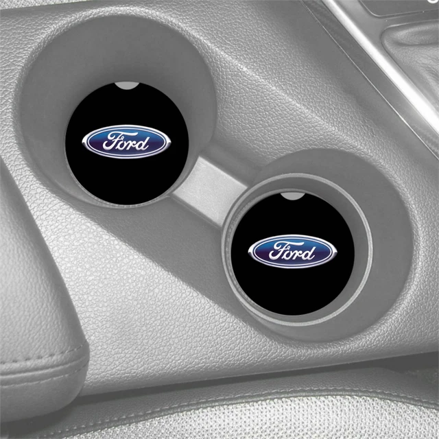 FORD LOGO BLACK Background Custom Sandstone Car Coaster Set Of 2 ...