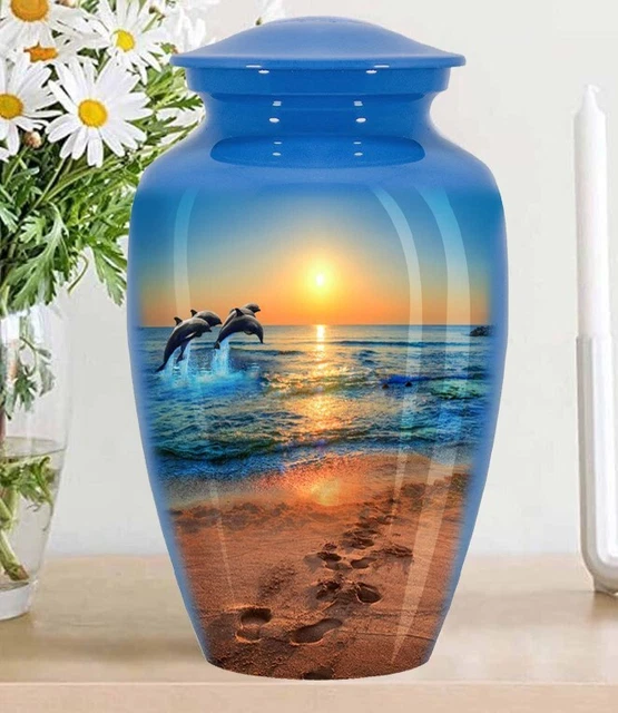 FOOTPRINTS DOLPHIN OCEAN Blue Cremation Urn for Human Ashes - Adult ...