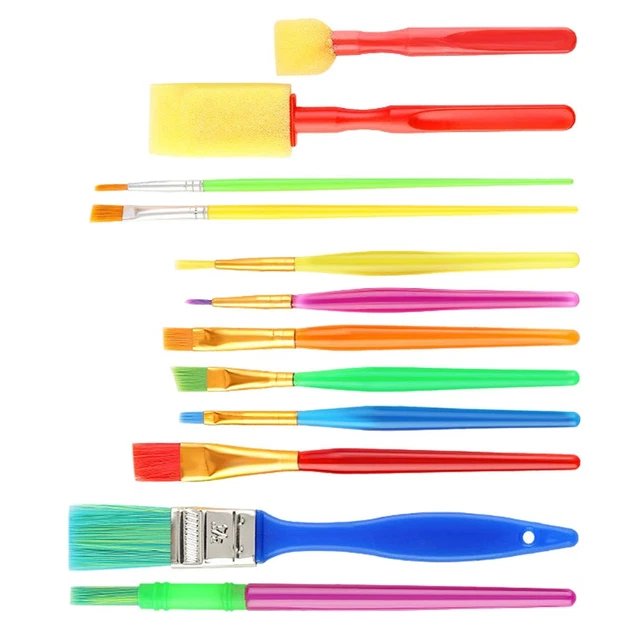 12PCS PAINTING BRUSHES Bristle Art Brush Art Drawing Pen Oil Painting ...