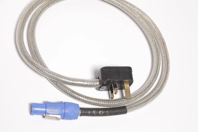 1.5M ISOL8 ISOL 8 MAINS POWER CABLE 13a uk plug top to Powercon ...