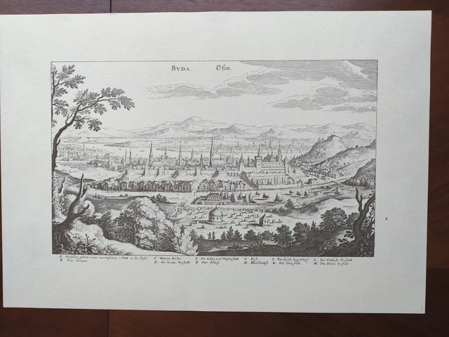 BUDAPEST KUNSTDRUCK VOM Kupferstich BUDA OFEN M. Merian ca 1640 EUR 10 ...