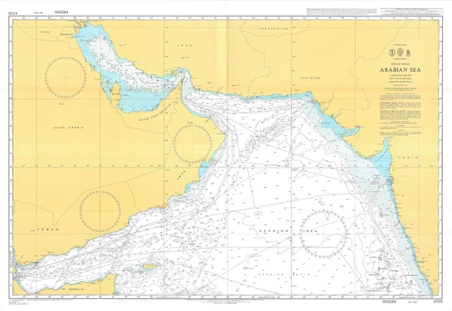 4705 INDIAN OCEAN Arabian Sea Chart Map Maritime Nautical Marine Paper ...