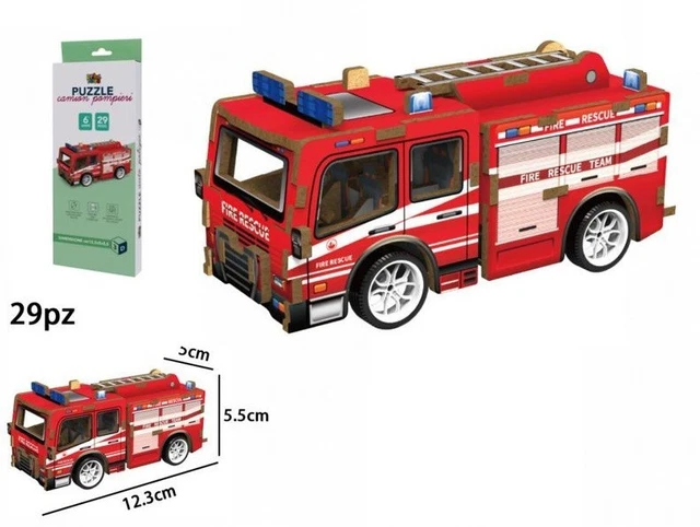 PUZZLE 3D CAMION Pompiers Bois 29 Pièces Modèle Pompiers Enfants Dfh ...